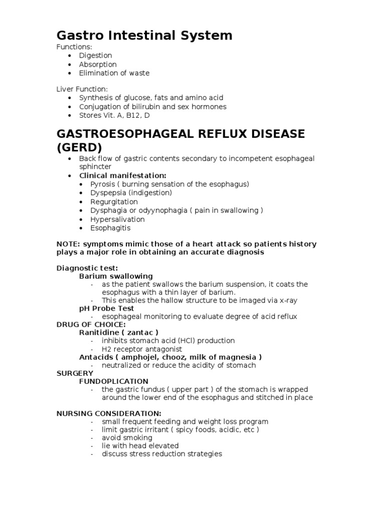 Gastro Intestinal System | PDF | Gastroesophageal Reflux Disease ...