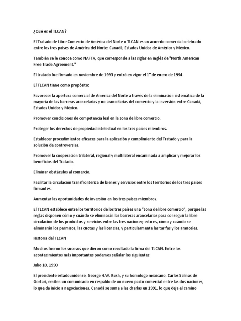 Qué Es El TLCAN | PDF | Tratado de Libre Comercio Norteamericano | Gobierno