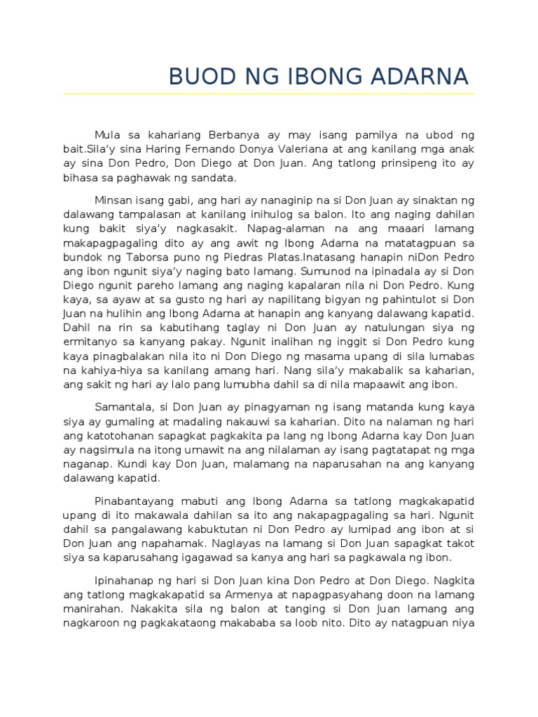 Kwento Ng Ibong Adarna Grade 7 Tagalog