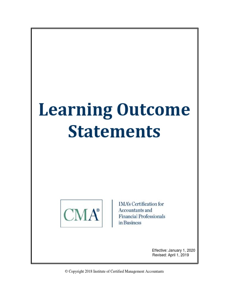 Learning Outcome Statements: Effective: January 1, 2020 Revised: April ...