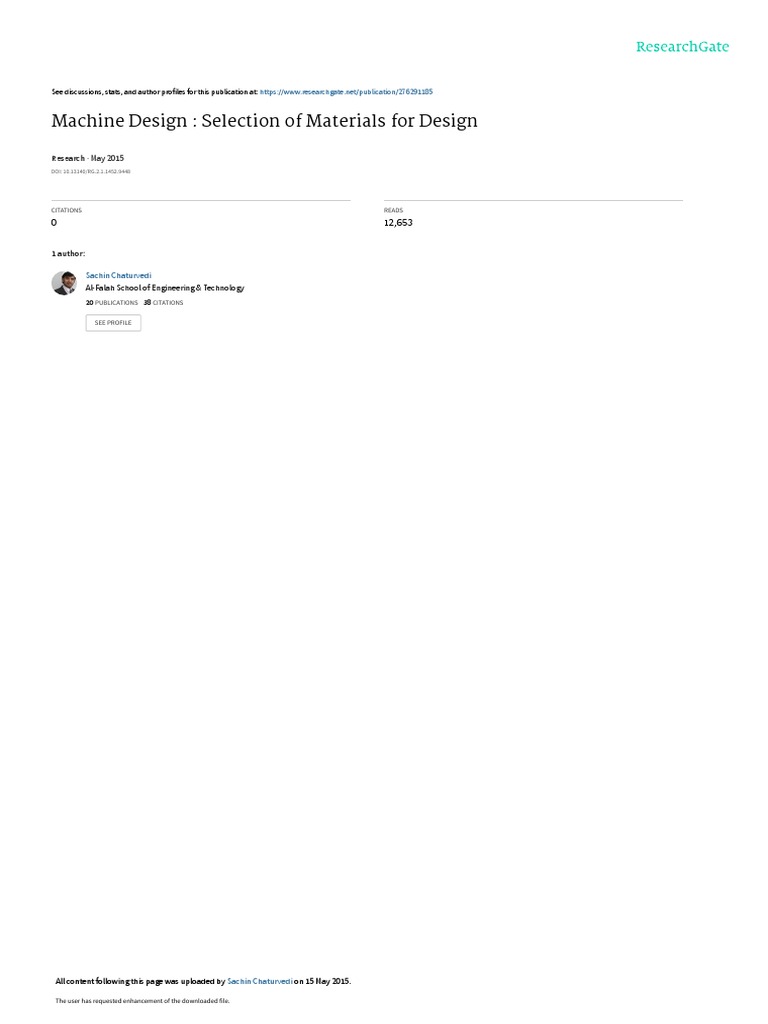 Machine Design: Selection of Materials For Design: Research | PDF ...