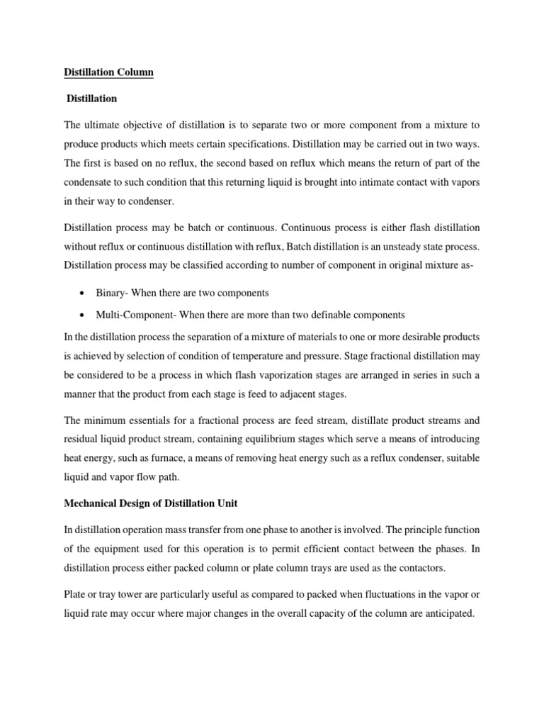 Distillation Column Design | PDF | Distillation | Laboratories