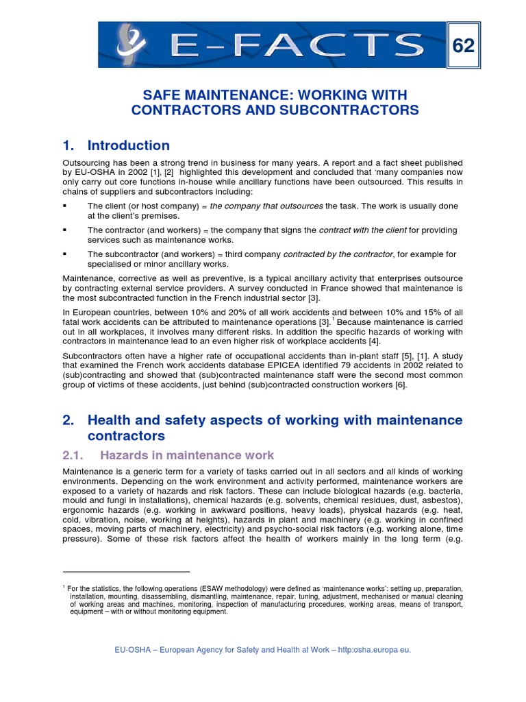 Safe Maintenance: Working With Contractors and Subcontractors | PDF ...