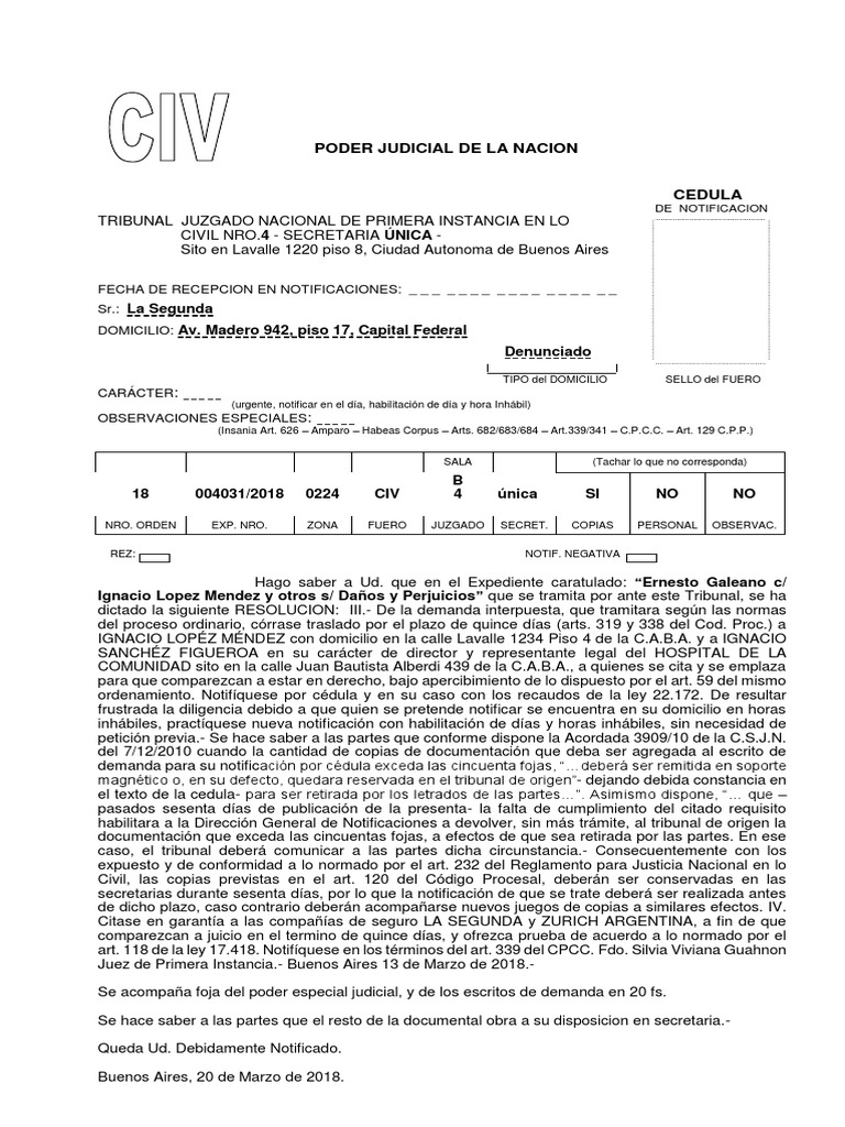 Cedula de Notificacion 3 | PDF | Demanda judicial | Principios éticos