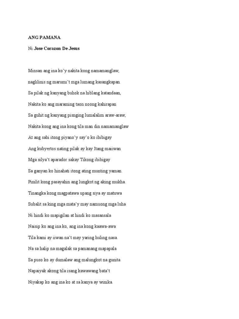 Ang Pamana Ni Jose Corazon de Jesus | PDF