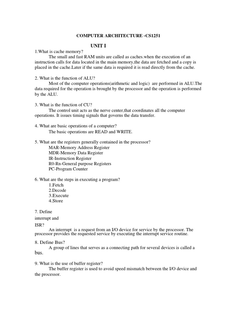 ComputerArchitecture 1 | PDF | Random Access Memory | Instruction Set