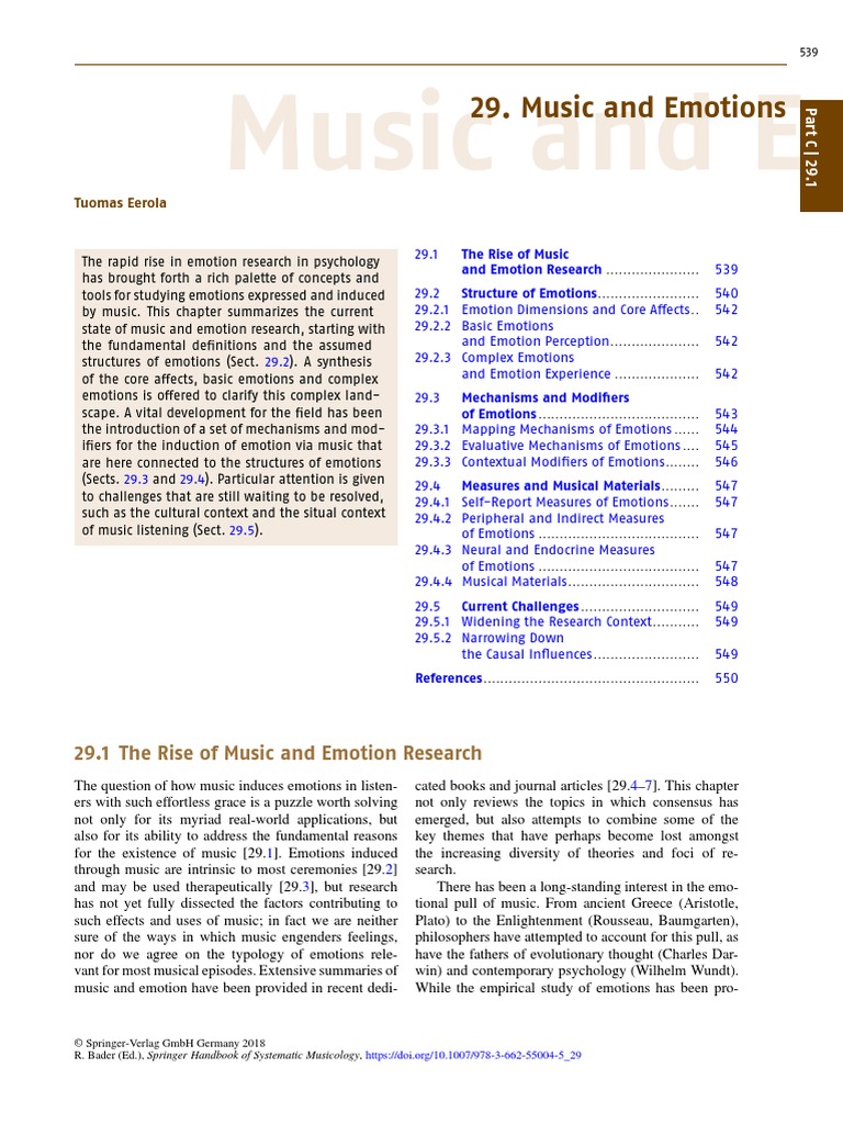 Music and Emotions | PDF | Emotions | Affect (Psychology)