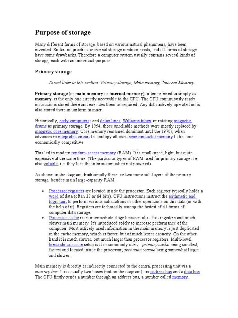 Purpose of Storage | Download Free PDF | Computer Data Storage | Disk ...