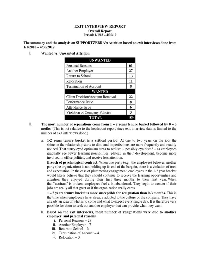 Exit Interview Report | PDF | Compensation And Benefits | Life Insurance