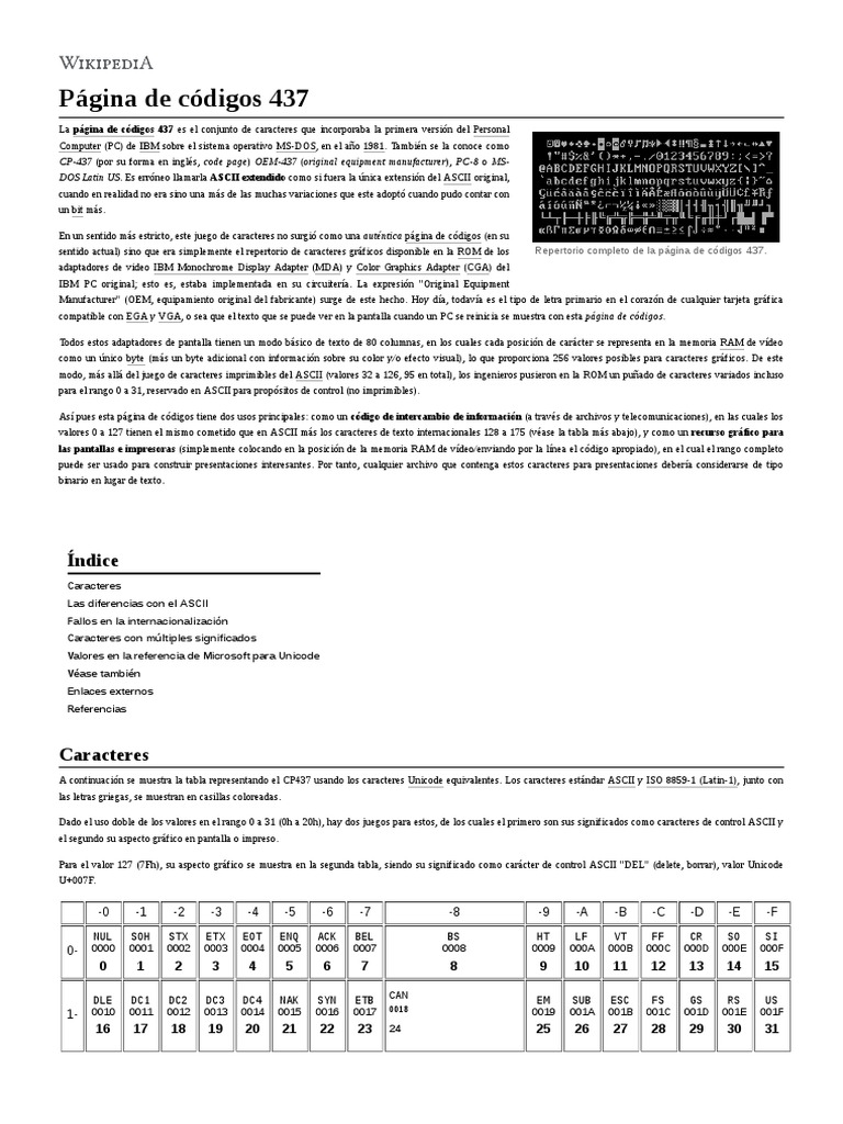Página_de_códigos_437.pdf | PDF | Codificaciones | Equipo de oficina