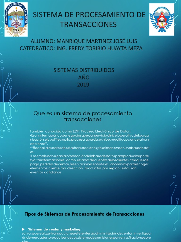 Sistemas de procesamiento de transacciones: conceptos básicos, tipos ...