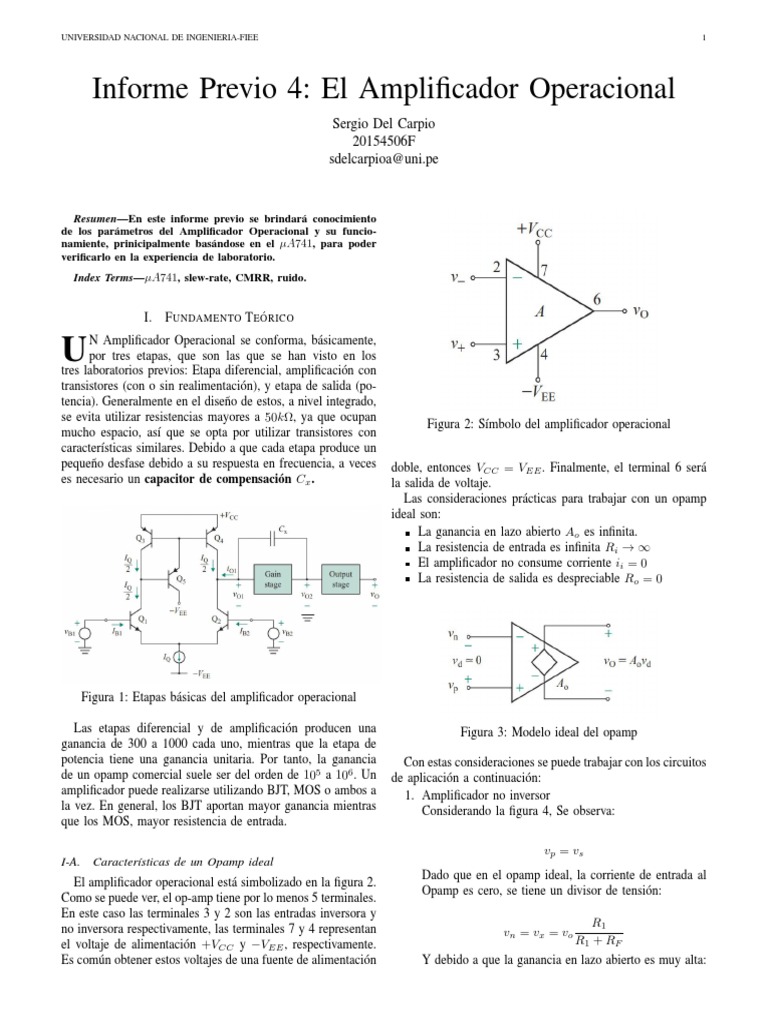 Previo 4 Electronicos Ii | PDF | Amplificador operacional | Circuitos electricos