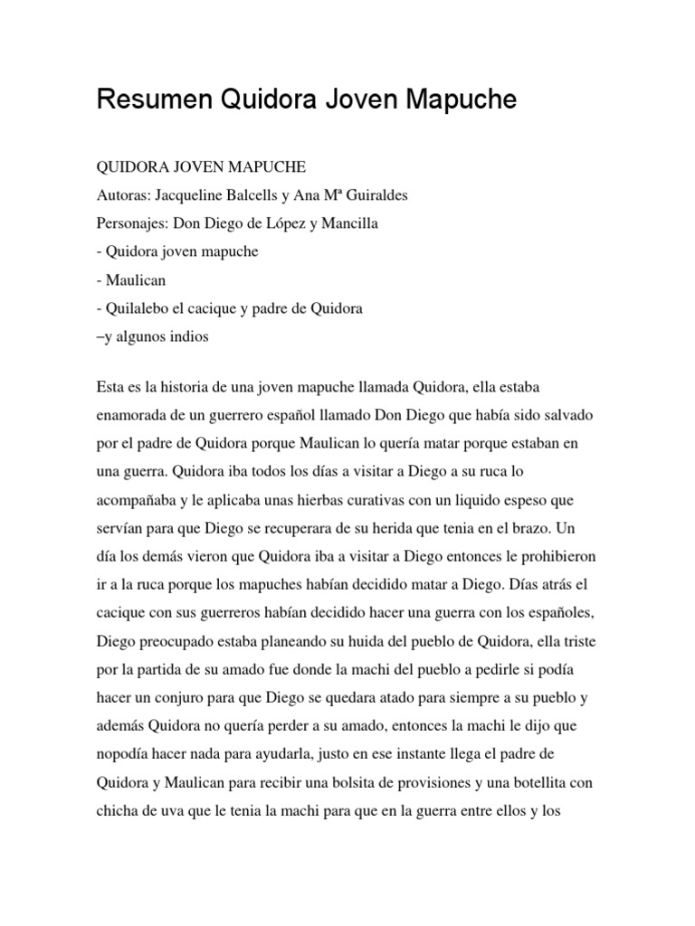 Resumen Quidora Joven Mapuche | PDF | Ocio | Violencia