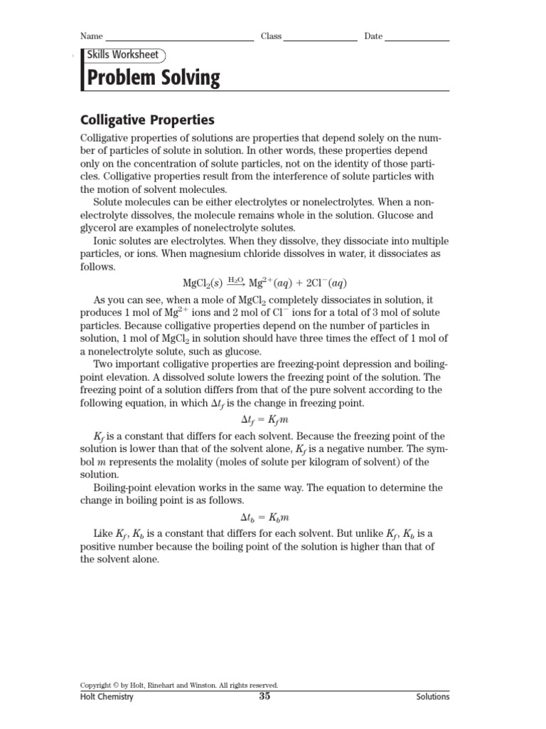 AP Chemistry Problems - Freezing Point Depression and Other Solution ...