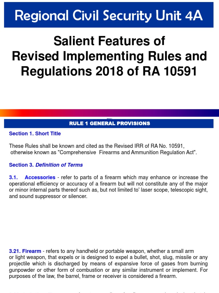 IRR 2018 of RA 10591 | PDF | Firearms | Rifle