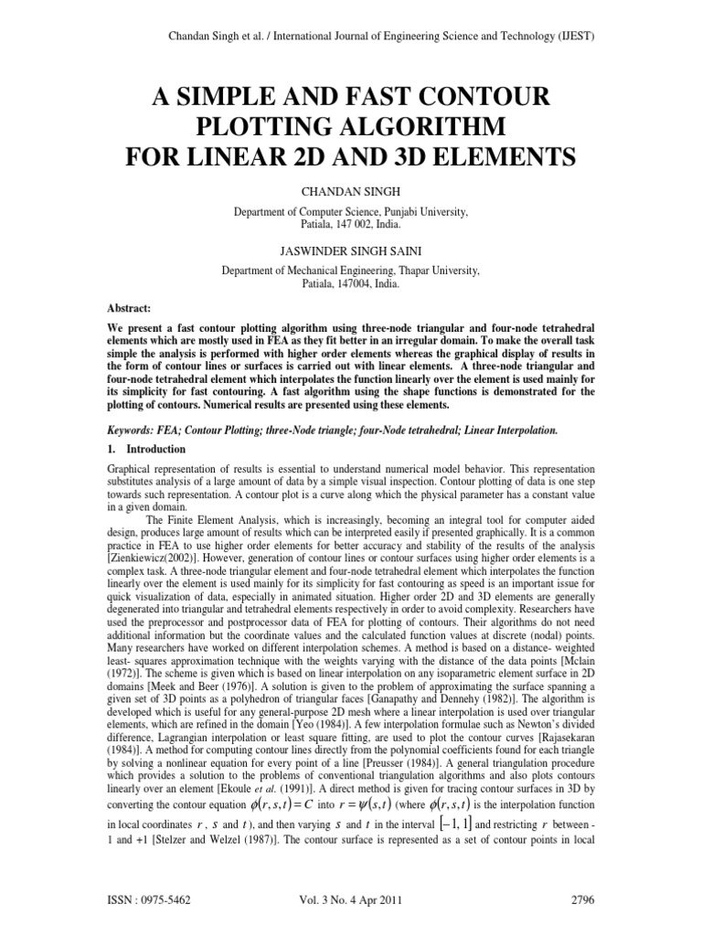 A Simple And Fast Contour Plotting Algorithm For L Pdf Pdf Interpolation Finite Element Method 