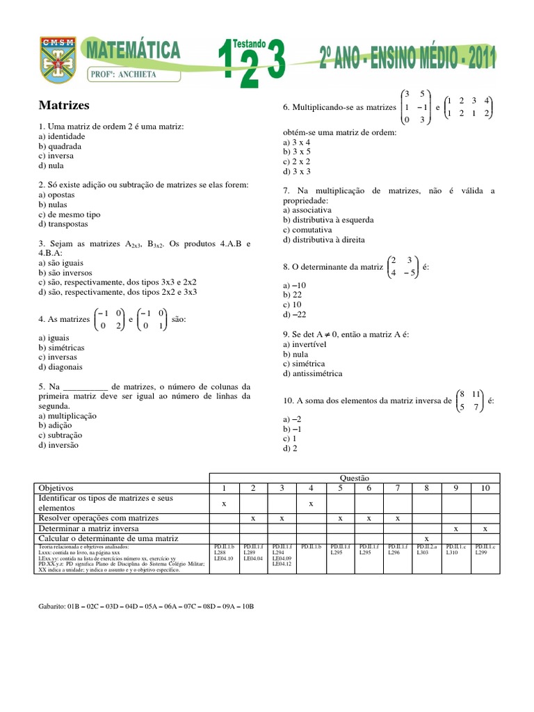 Matrizes | PDF | Matriz (Matemática) | Teoria da Matrix