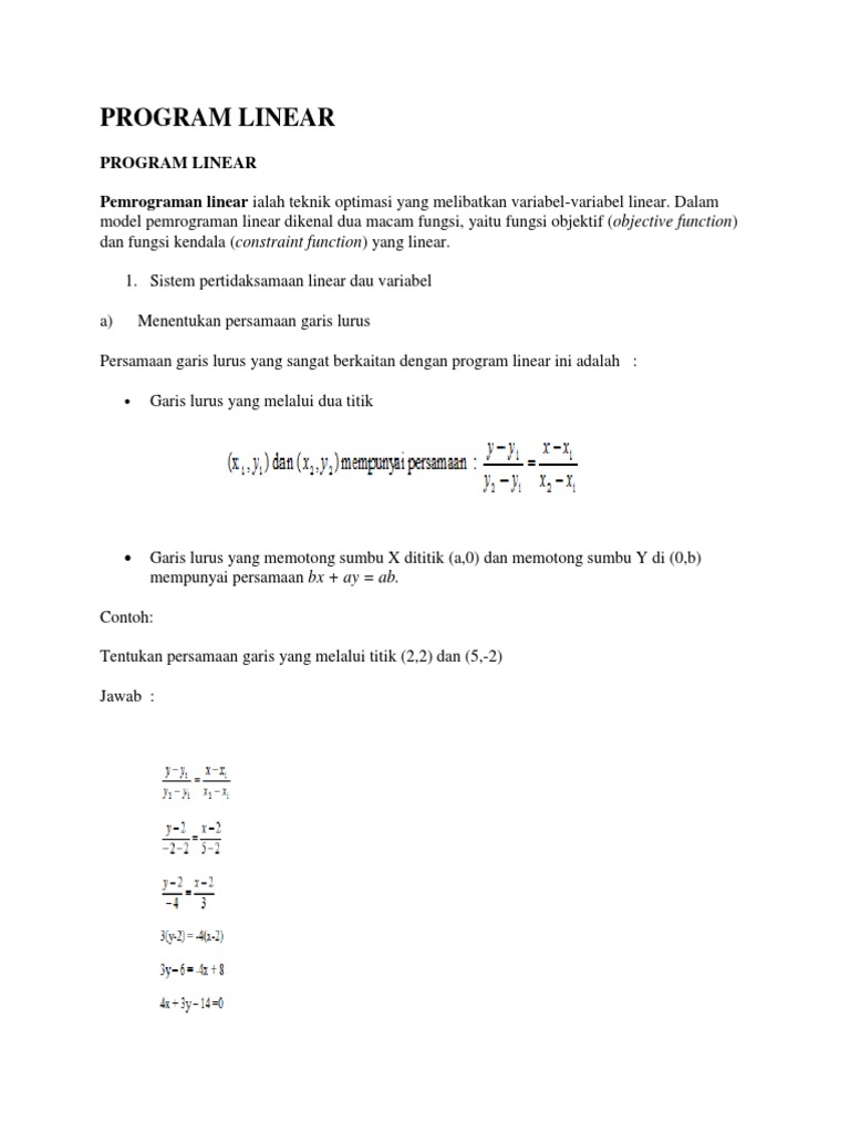 Pemrograman Linear & Matriks | PDF | Metode & Bahan Ajar