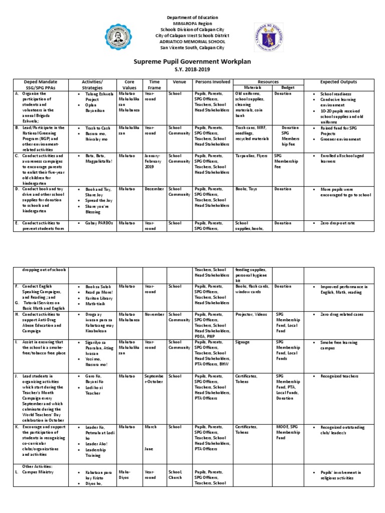 General Action Plan SPG | PDF
