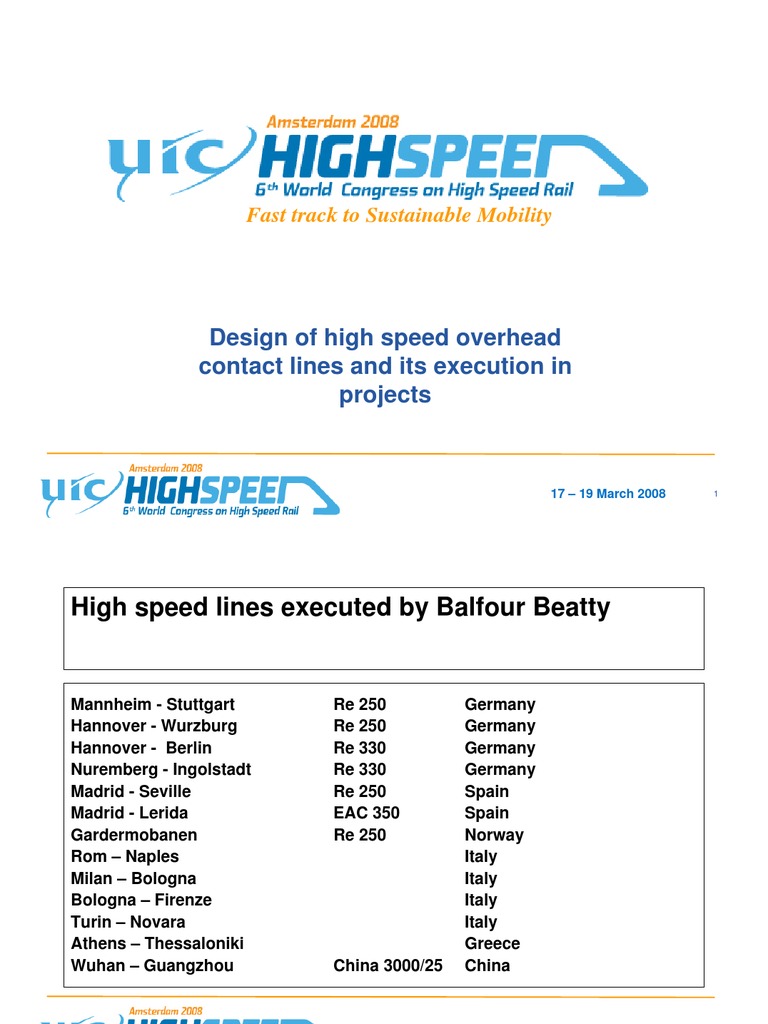Design of High Speed Overhead Contact Lines and Its Execution in ...