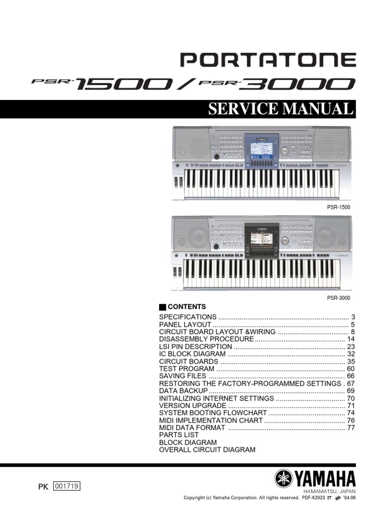 Yamaha psr-1500 psr-3000 SM PDF | PDF | Electrical Connector | Usb