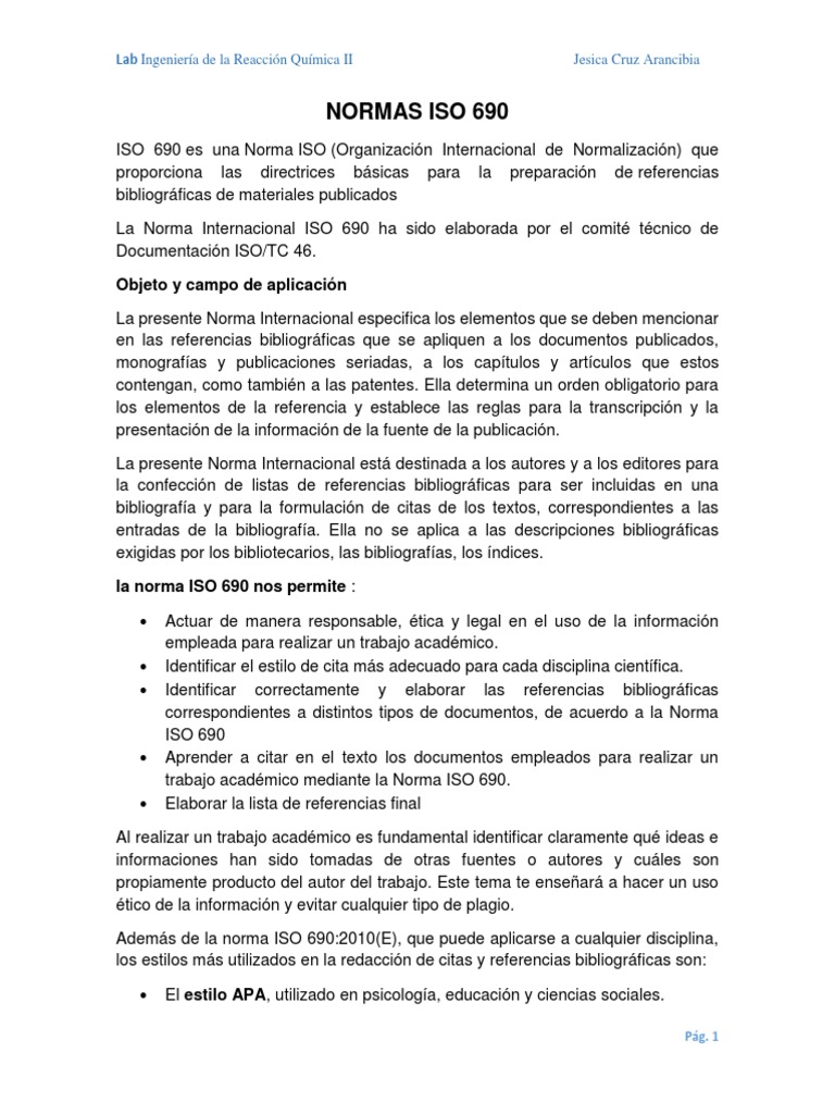 Normas Iso 690 | PDF | Organización internacional para la ...
