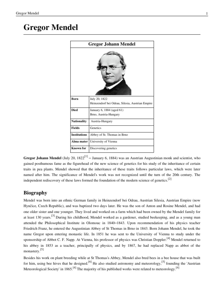 Gregor Mendel | PDF | Biology | Organisms