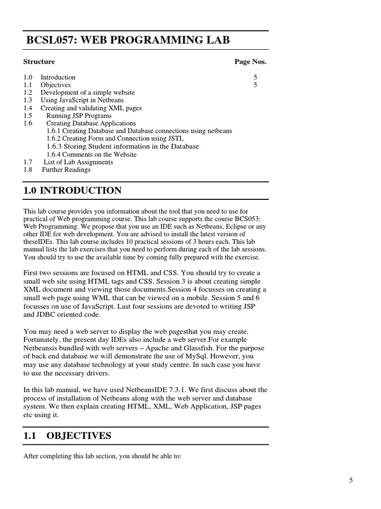 Lab Manual | PDF | Web Page | Websites