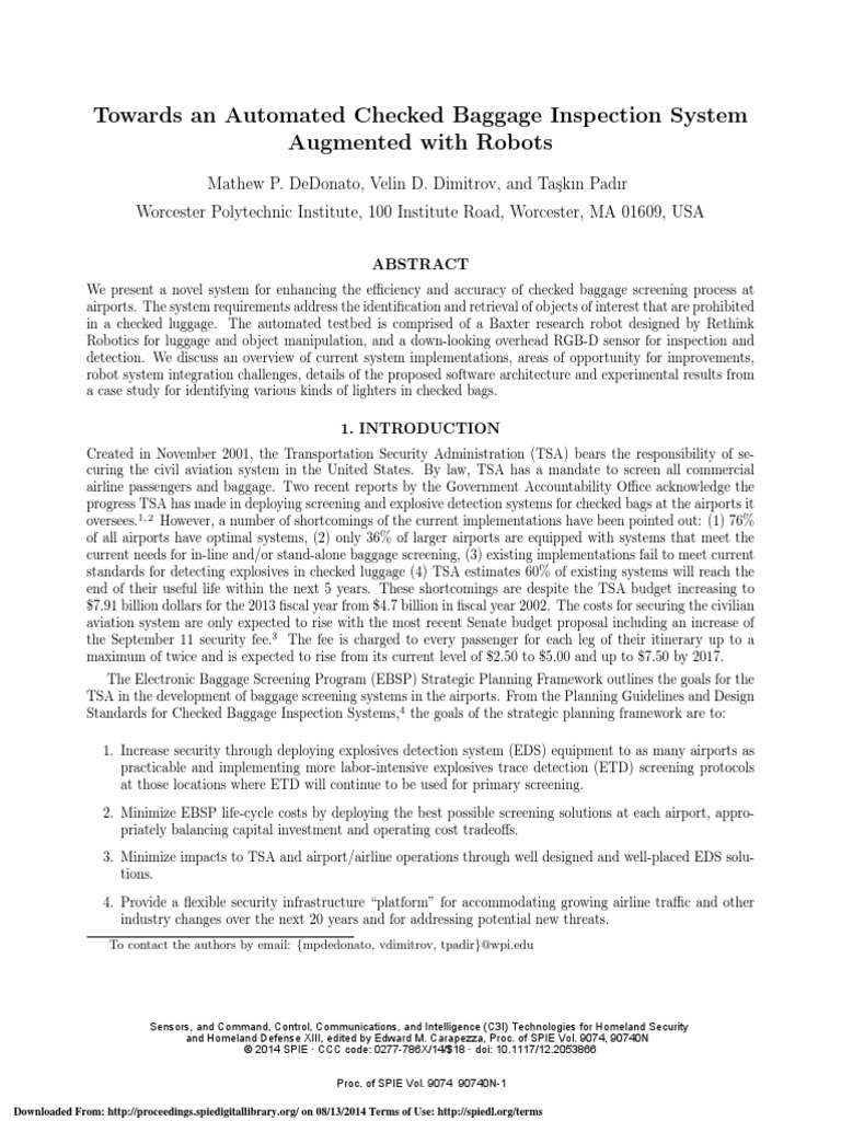 Checked Baggage Inspection | PDF | Transportation Security ...