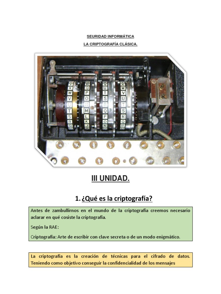 La criptografía clásica: métodos de cifrado y su historia | PDF ...