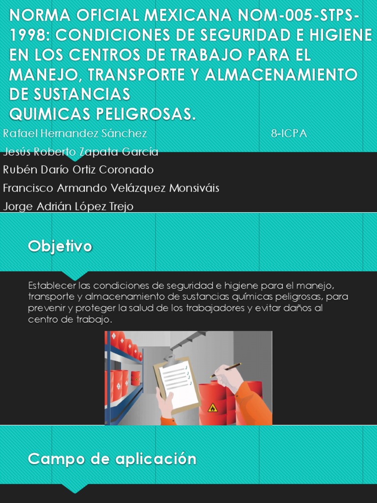 Norma Oficial Mexicana Nom 005 Stps 1998 | PDF | Oxígeno | Descarga electrostática