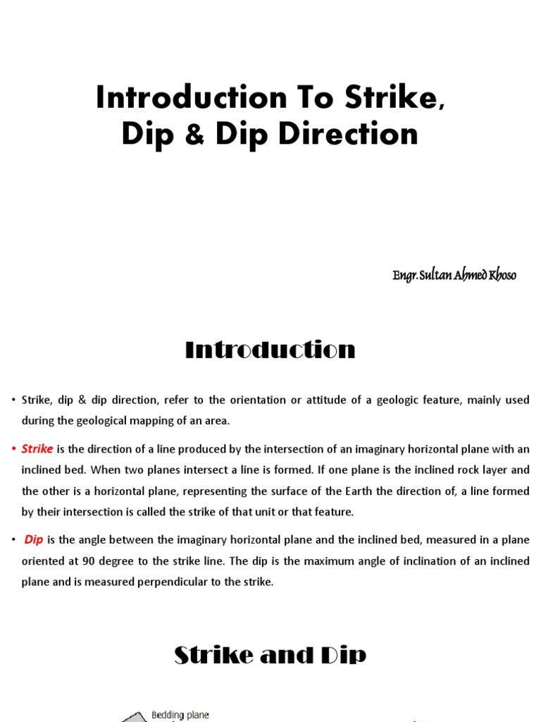 Strike Dip and Dip Direction of Geological Structures | PDF