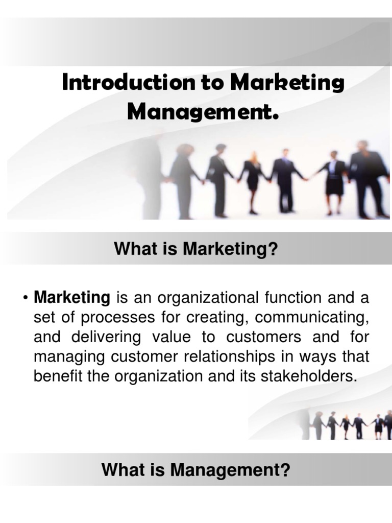 Introduction To Marketing Management | PDF | Customer | Marketing