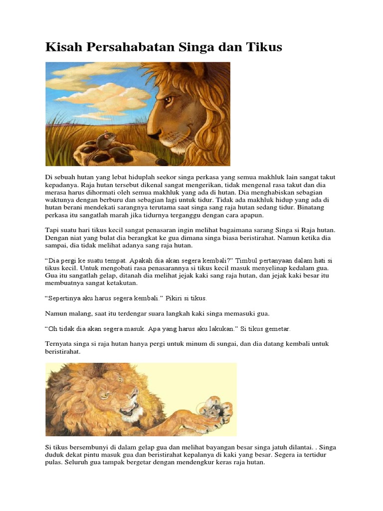 Kisah Persahabatan Singa Dan Tikus | PDF