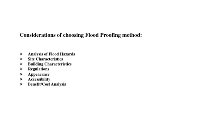 Flood Proofing Methods and Considerations | PDF