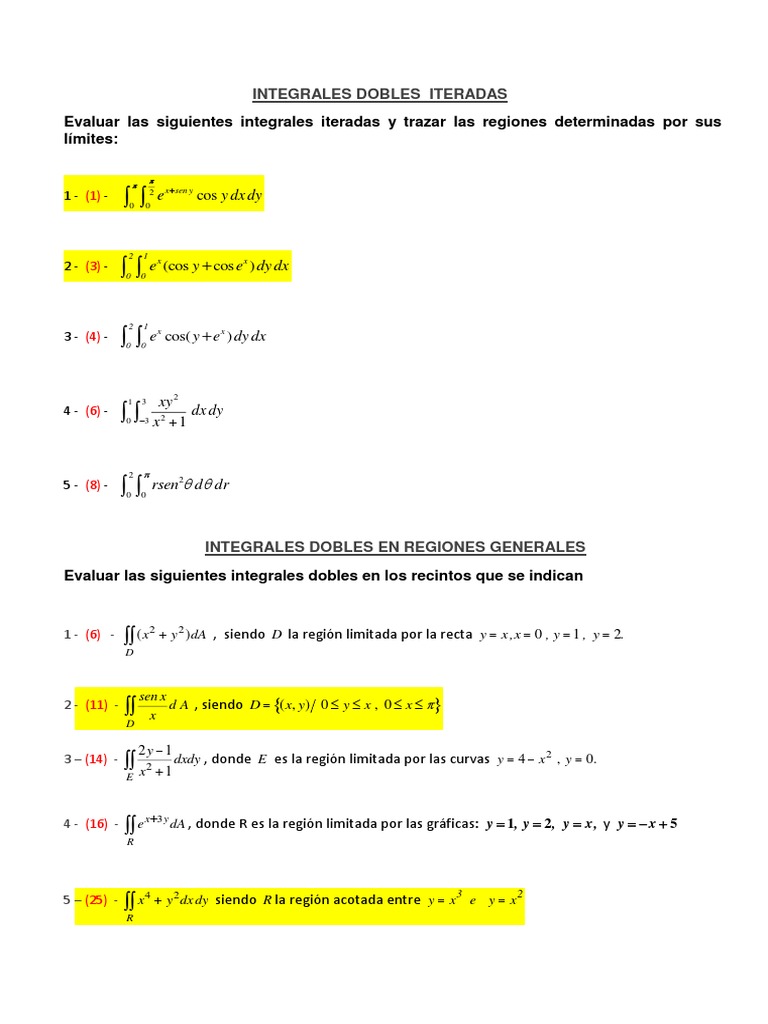 Evaluación de Integrales Dobles Iteradas | PDF | Análisis matemático | Cálculo