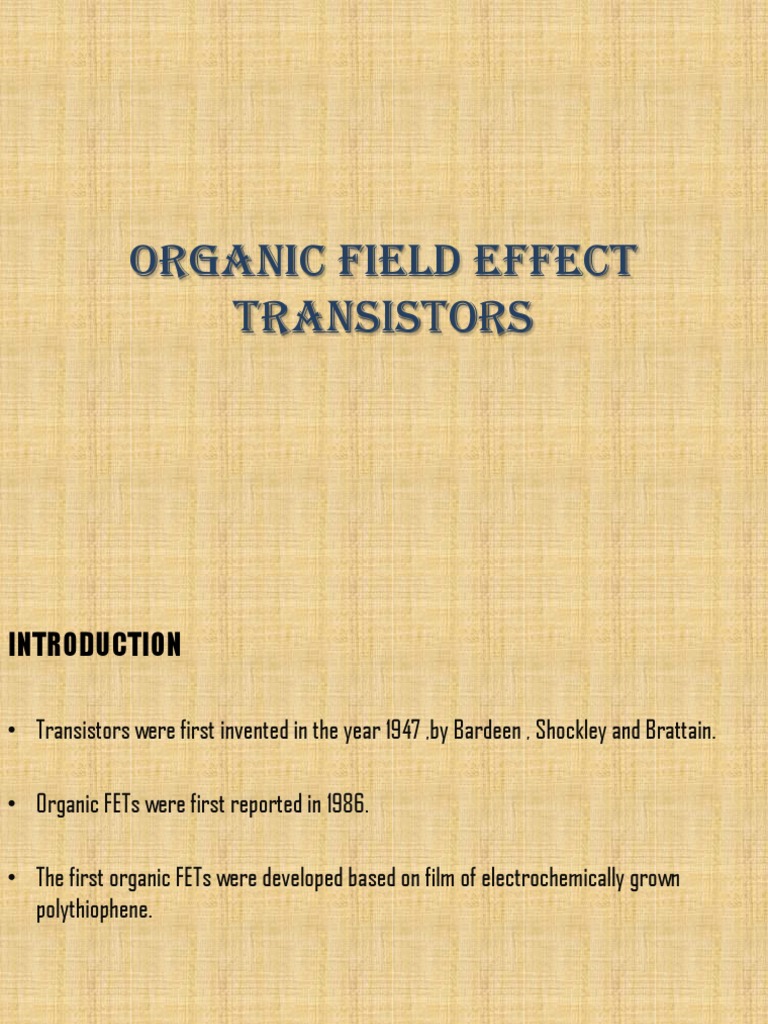 Organic Field Effect Transistors | PDF | Field Effect Transistor ...