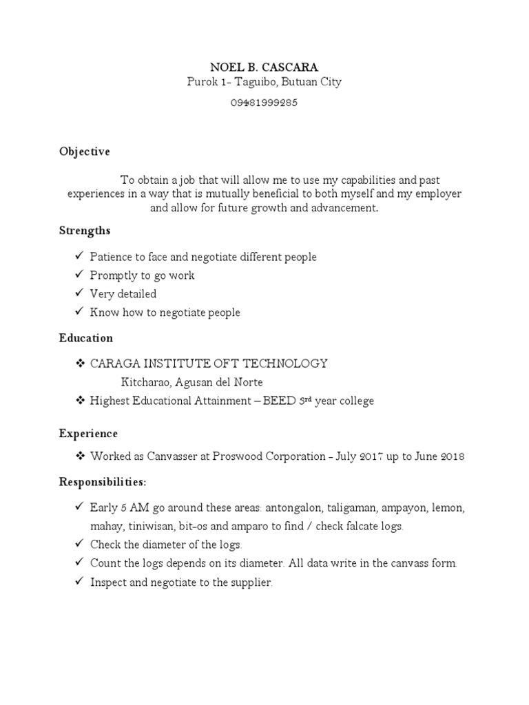 Noel Resume | PDF