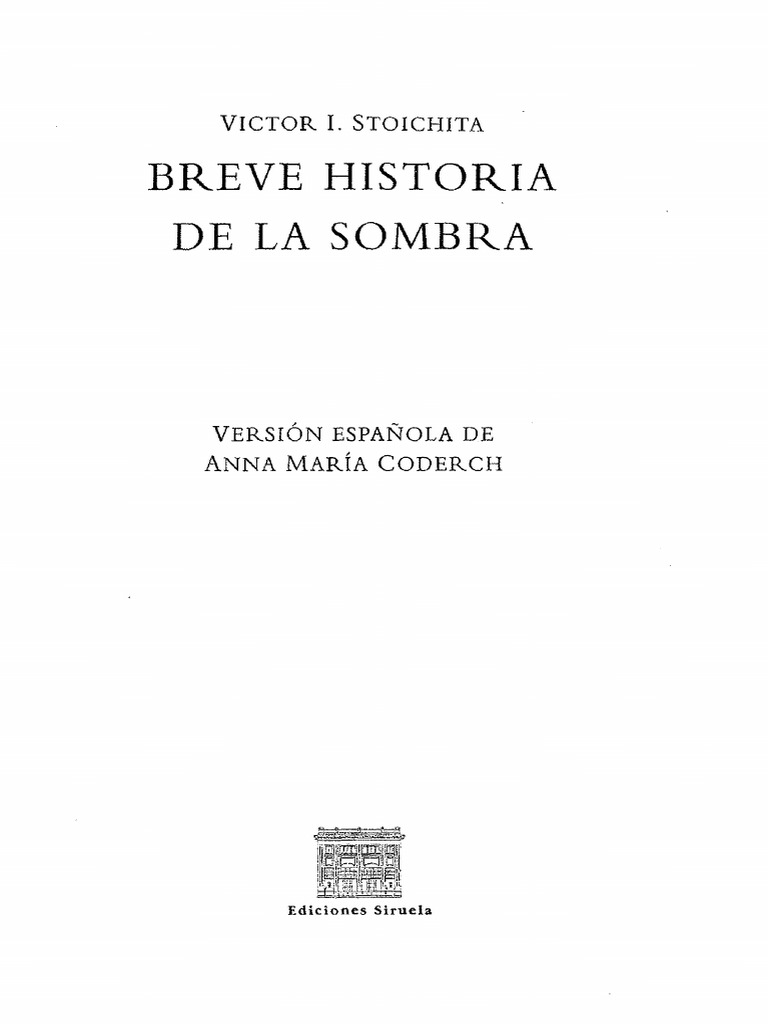 Stoichita Victor I - Breve Historia de La Sombra | PDF | Platón | Sombra