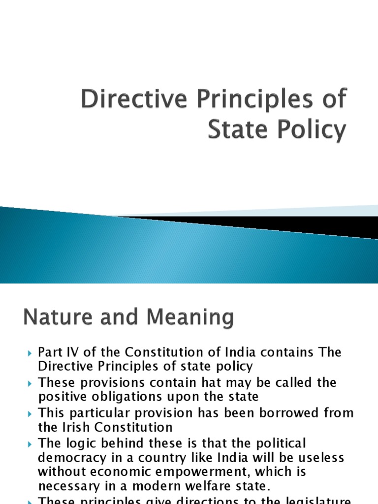 Directive Principles of State Policy | PDF | United States Constitution ...