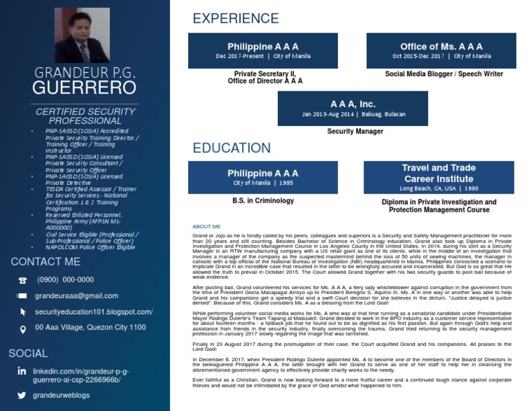 Visual Resume For Scribd | PDF | President Of The Philippines | World ...