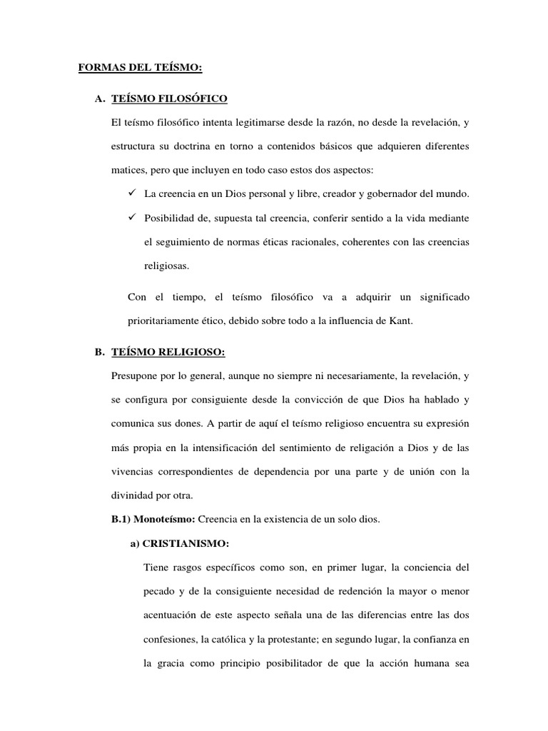 Formas Del Teísmo | PDF | Dios | Creencia religiosa y doctrina