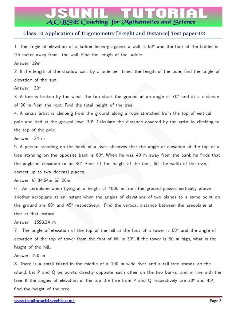 Solving Problems Involving Angles of Elevation and Depression Using ...