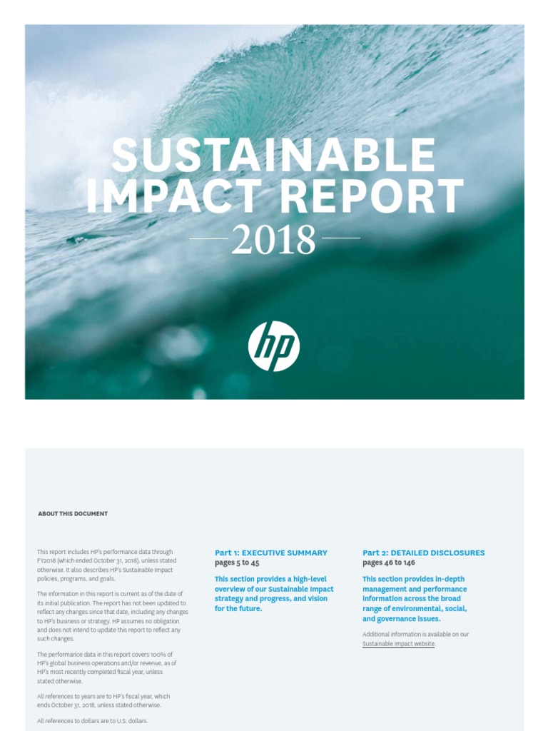HP Sustainability Impact Report 2018 | PDF | Hewlett Packard ...