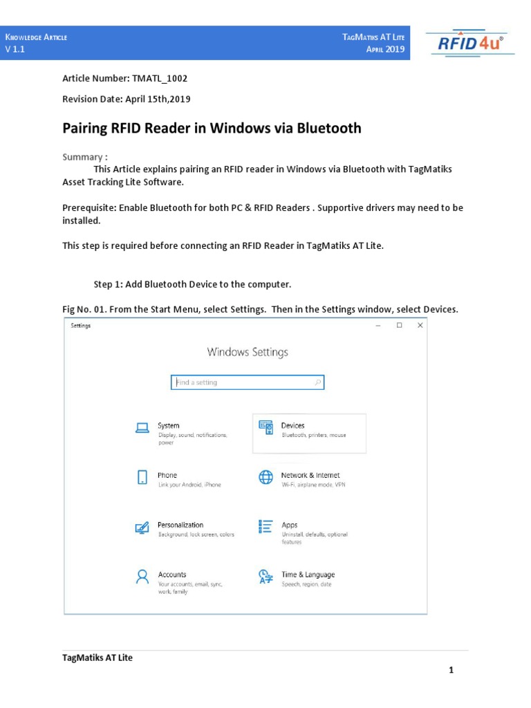 Pairing RFID Reader in Windows Via Bluetooth | PDF | Bluetooth | Radio ...