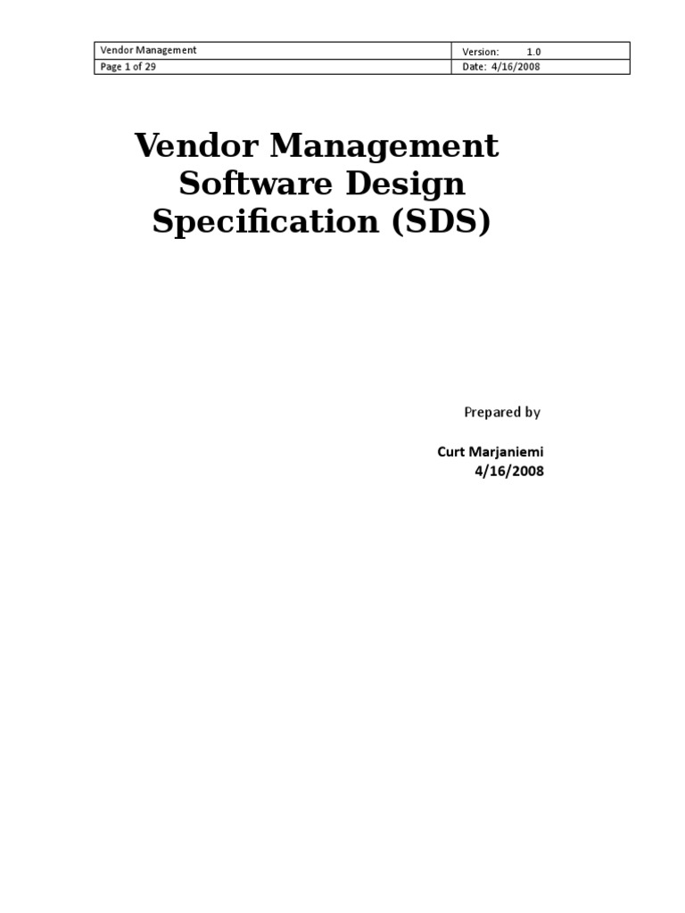 Vendor Management Software Design Specification (SDS) | PDF | Language Integrated Query ...