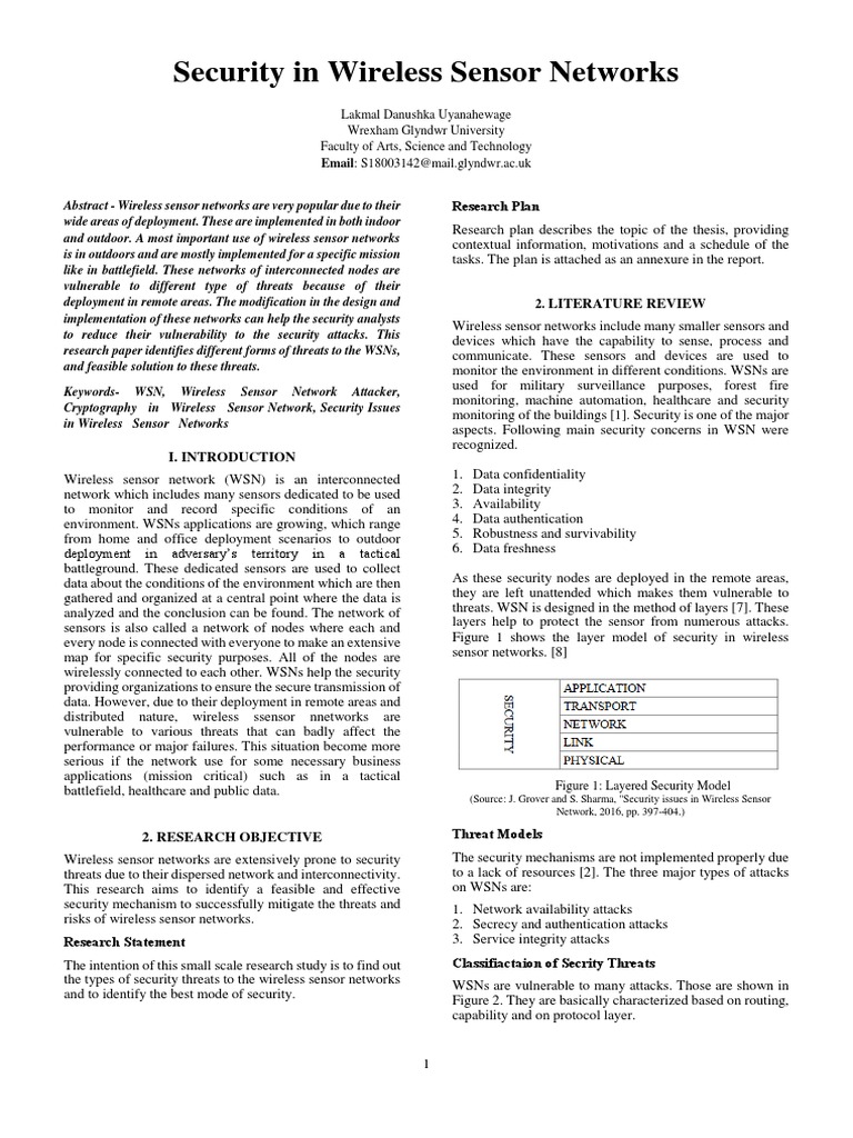 Security in Wireless Sensor Networks | PDF | Cryptography | Wireless Sensor Network