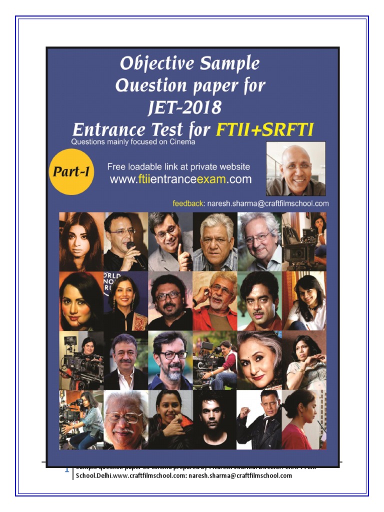 Ftii Entrance Objective and Descriptive | PDF | Cinema Of India