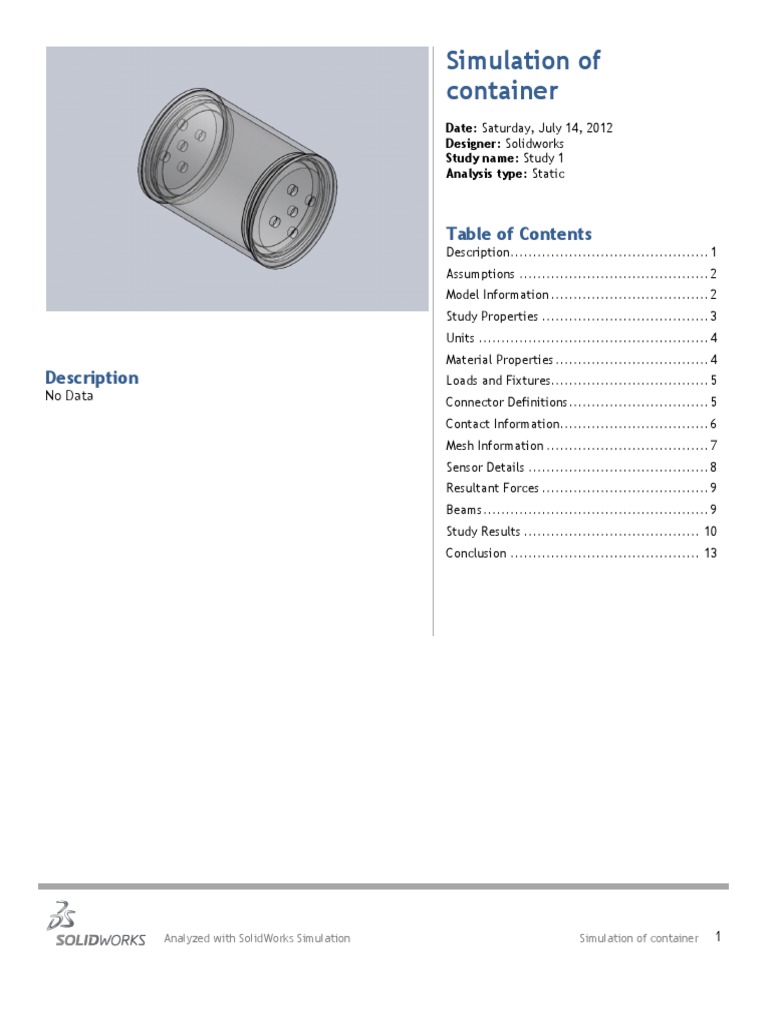 Simulation Analysis of a Container Under Static Loading Conditions | PDF | Young's Modulus ...