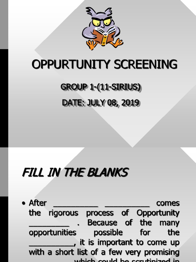 Opportunity Screening | Entrepreneurship | Business Economics | Free 30 ...